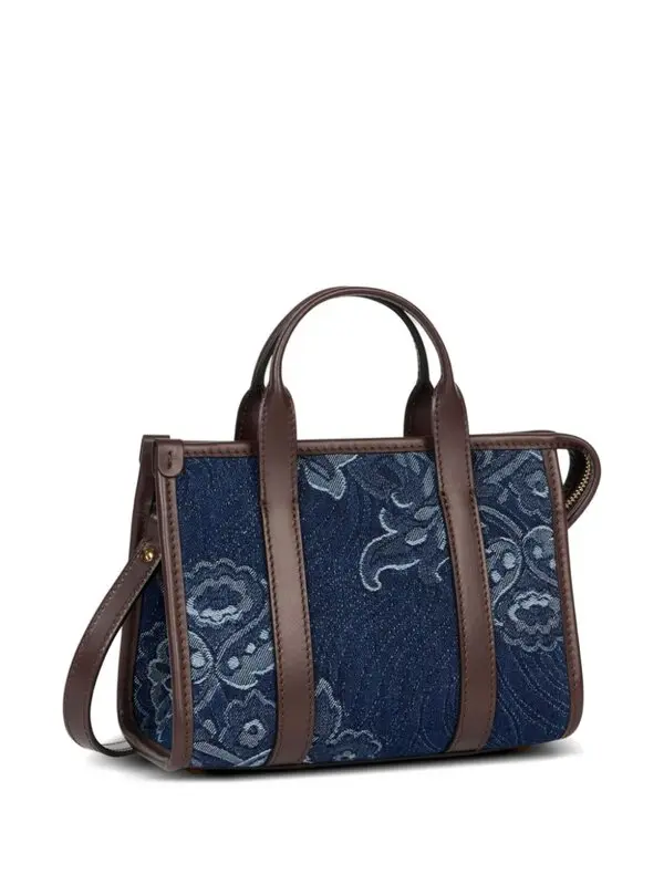 Etro Mini Floral-jacquard Denim Tote Bag