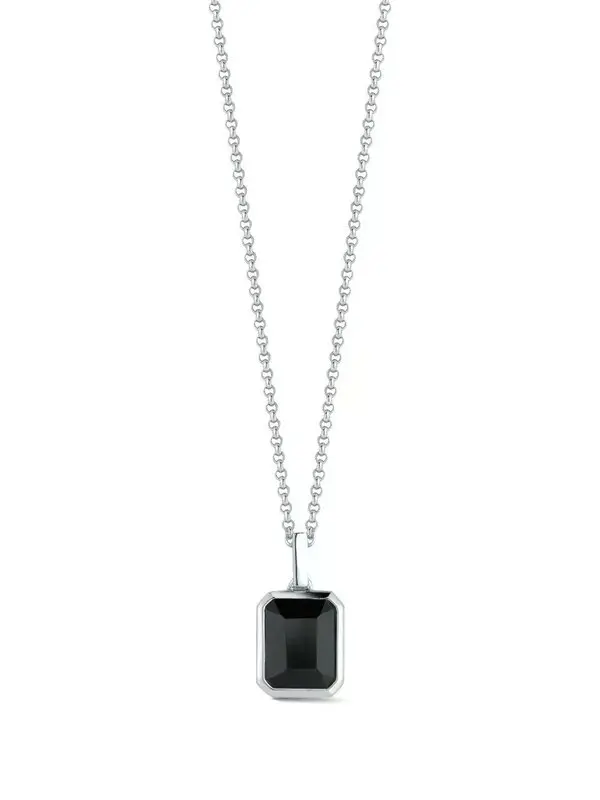 Mateo Sterling Onyx Pendant Necklace - Silver