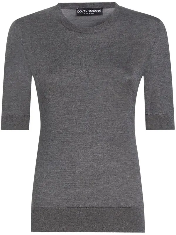 Dolce & Gabbana Round Neck Knit Top - Grey