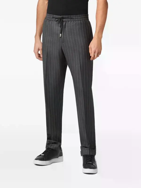 Philipp Plein Pinstriped Wool Jogging Trousers - Grey