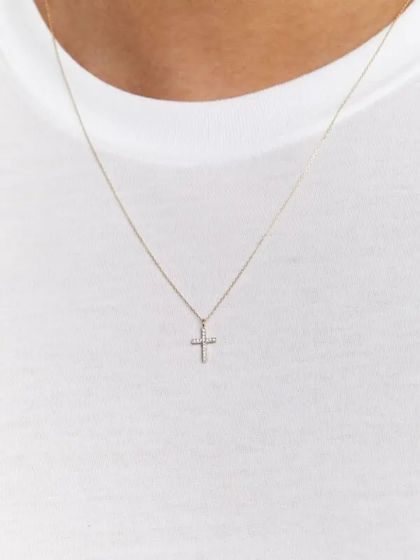Mateo 14k Yellow Diamond Cross Pendant Necklace