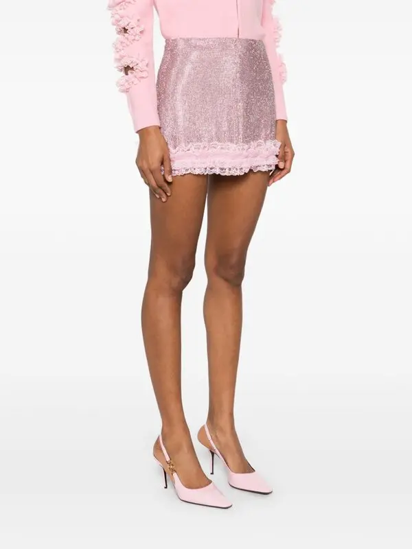 SELF-PORTRAIT Crystal-embellished Mini Skirt - Pink