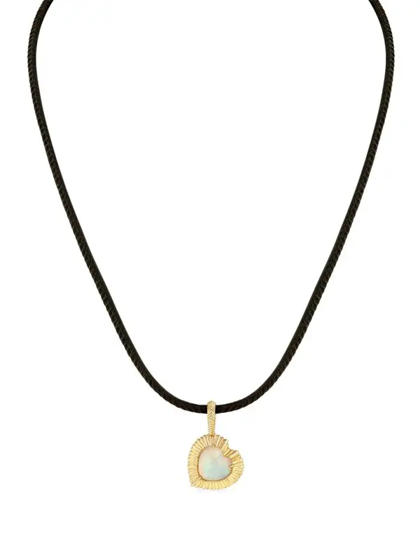 Lizzie Mandler 18k Yellow Heart Opal Pendant Necklace - Gold