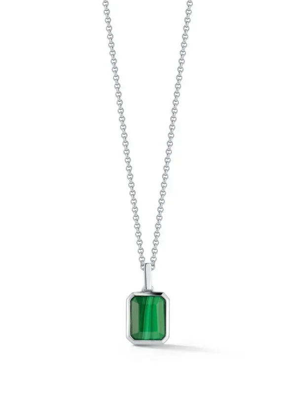 Mateo Sterling Malachite Pendant Necklace - Silver