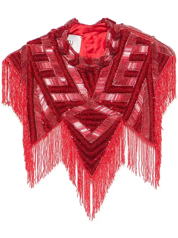 ATU BODY COUTURE Bead-detailed Top - Red