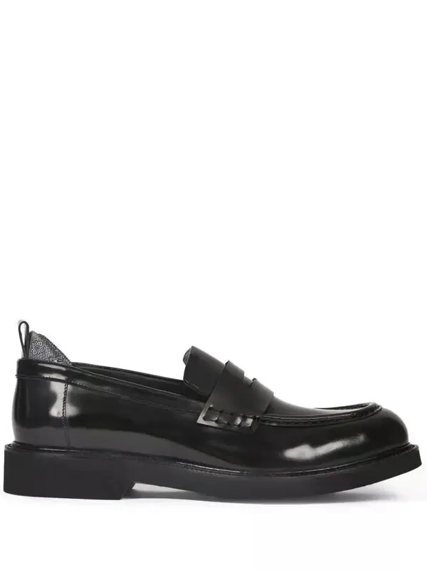Etro Leather Penny Loafers - Black