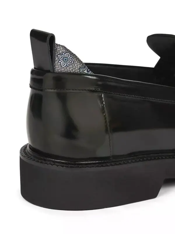 Etro Leather Penny Loafers - Black