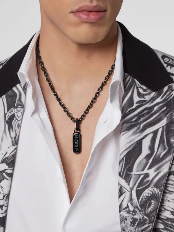 Philipp Plein Gothic Tag Pendant Necklace