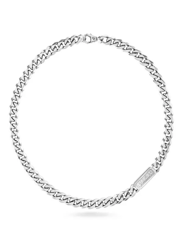 Philipp Plein Gothic Tag Necklace - Silver