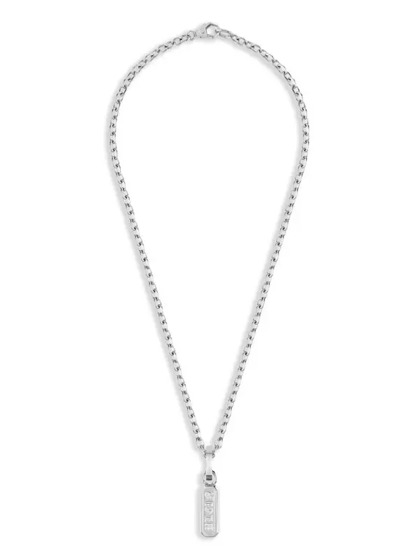Philipp Plein Gothic Tag Pendant Necklace - Silver