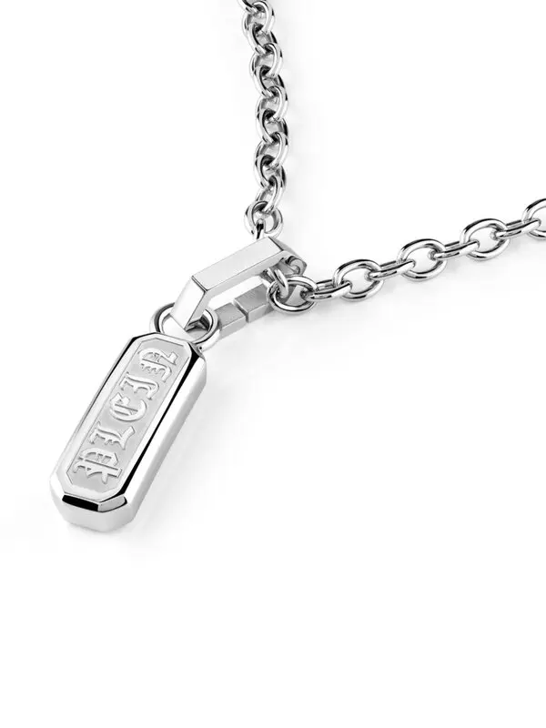 Philipp Plein Gothic Tag Pendant Necklace - Silver