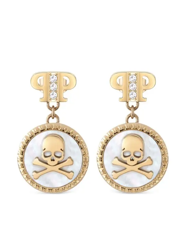 Philipp Plein Mini Logo Drop Earrings - Gold