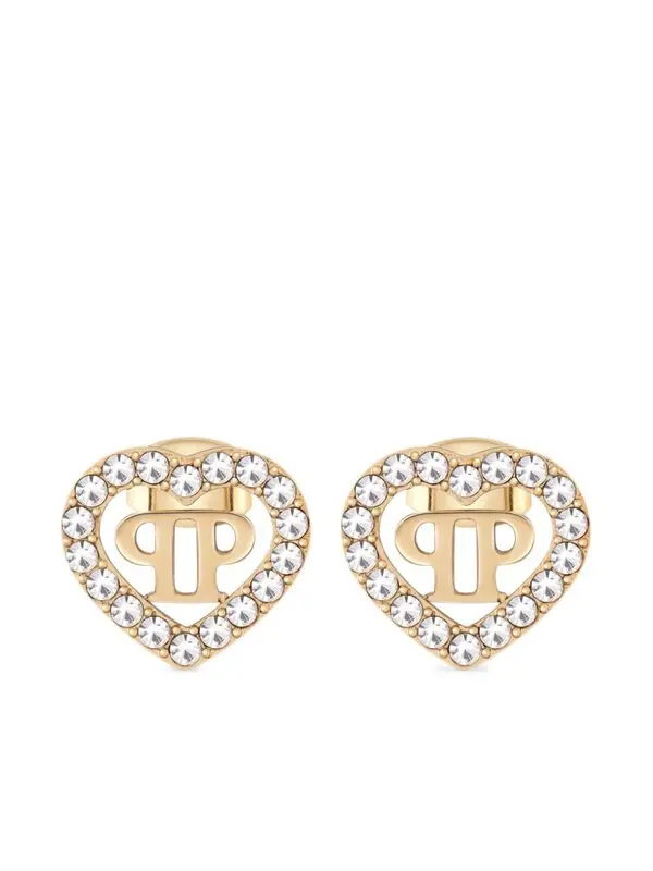 Philipp Plein Rocked Hearts Stud Earrings - Gold