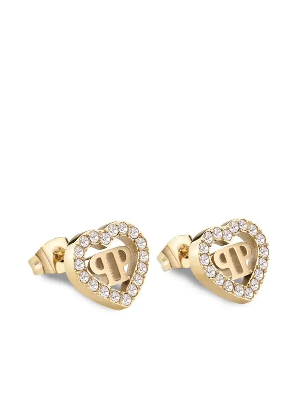Philipp Plein Rocked Hearts Stud Earrings - Gold