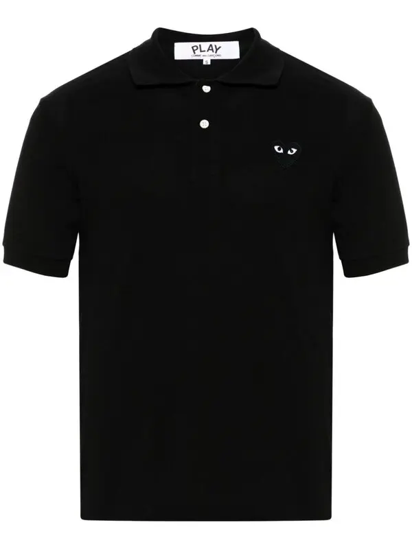 Play Comme Des Garcon Heart-patch Cotton Polo Shirt - Black