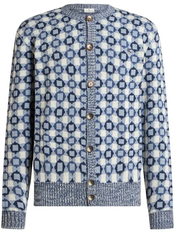 Etro Patterned Jacquard Cardigan - Blue