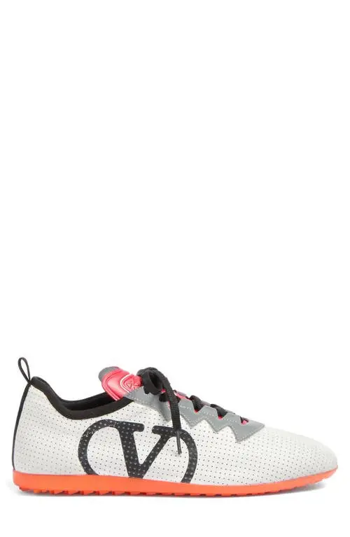 Valentino Garavani Chromation Perforated Leather Sneakers - Bianco/ Grigio