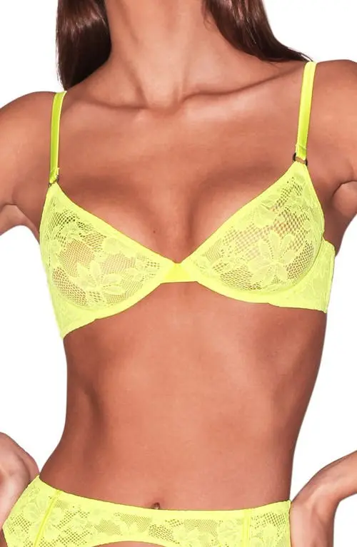Fleur Du Mal Le Stretch Lace Demi Bra - Neon Yellow