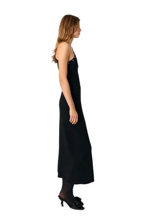 Maje Asymmetric Knit Maxi Dress In Black - 50% Off | Editorialist