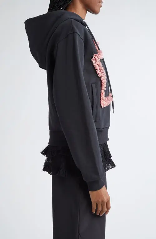 Buy Sandy Liang Regina Star Cotton Zip Hoodie - Black At 40% Off