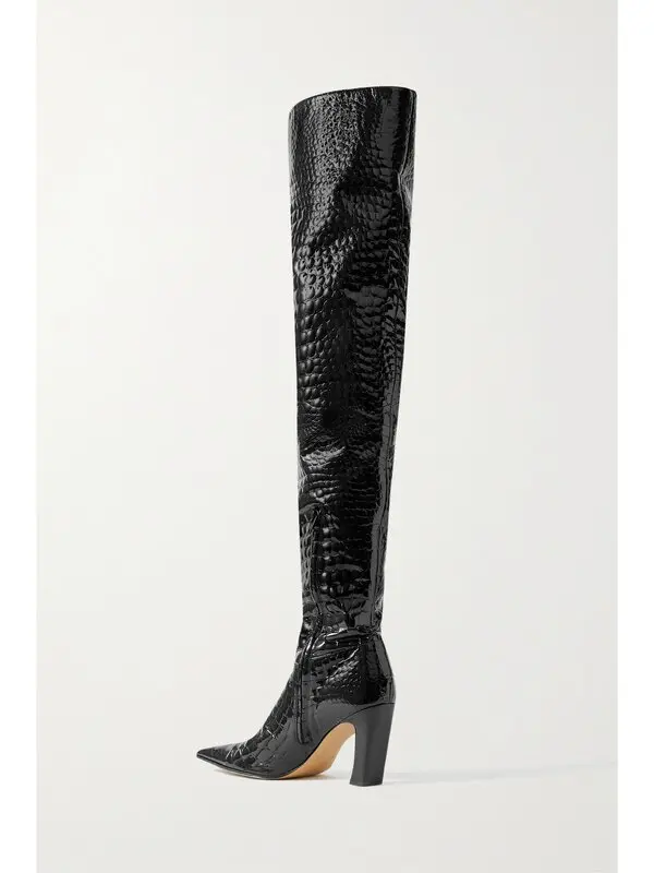 Khaite Marfa Croc-effect Leather Over-the-knee Boots