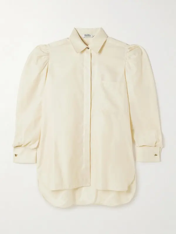 Max Mara Faraday Gathered Cotton Shirt - Neutrals