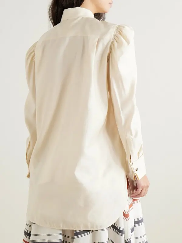 Max Mara Faraday Gathered Cotton Shirt - Neutrals