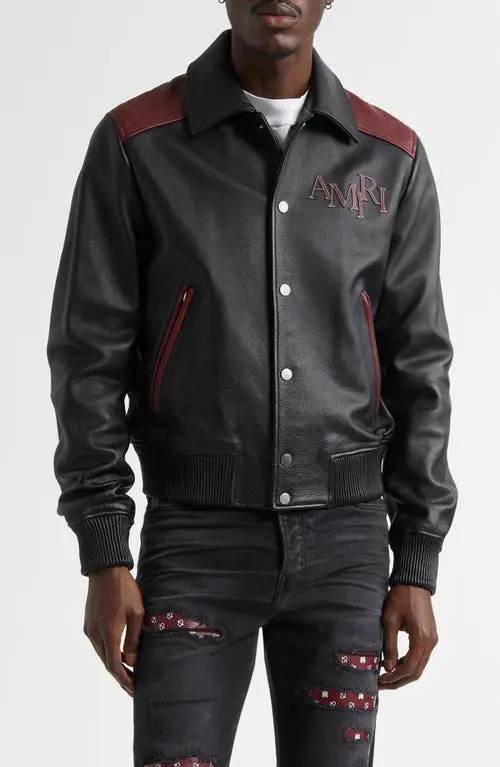 Amiri Colorblock Staggered Logo Leather Jacket