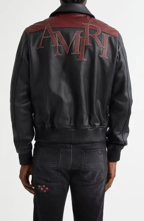 Amiri Colorblock Staggered Logo Leather Jacket