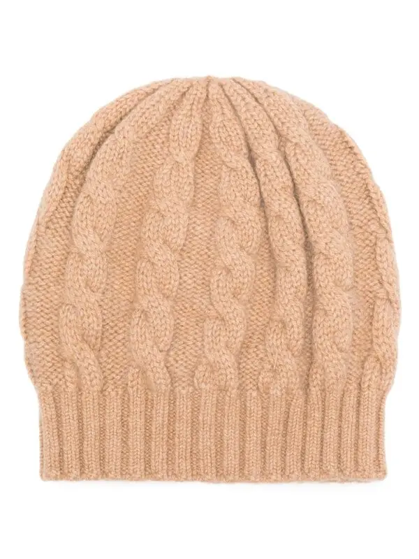 BLANCA VITA Cable-knit Beanie - Brown