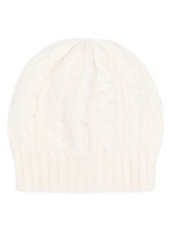 BLANCA VITA Cable-knit Beanie - White