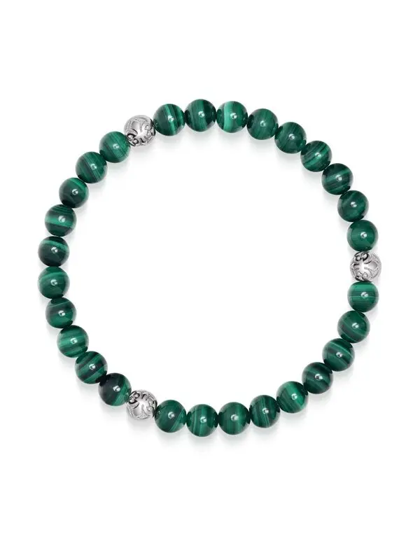 NIALAYA JEWELRY 6mm Malachite Beaded Bracelet - Green