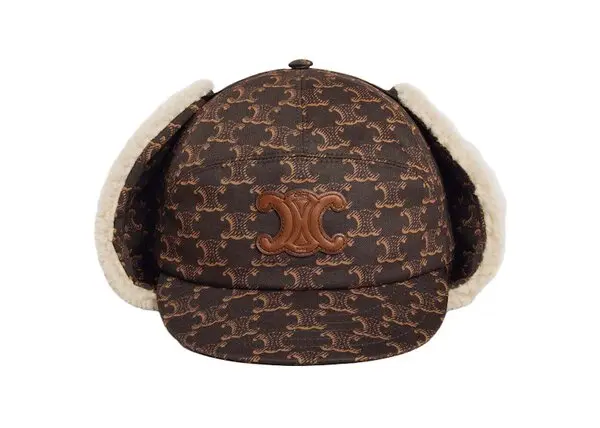 Celine Chapka Hat With Triomphe Patch - Brown
