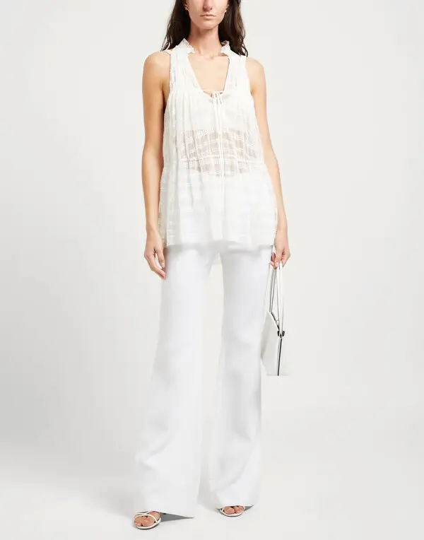 DONDUP Embroidered Tulle Top - White