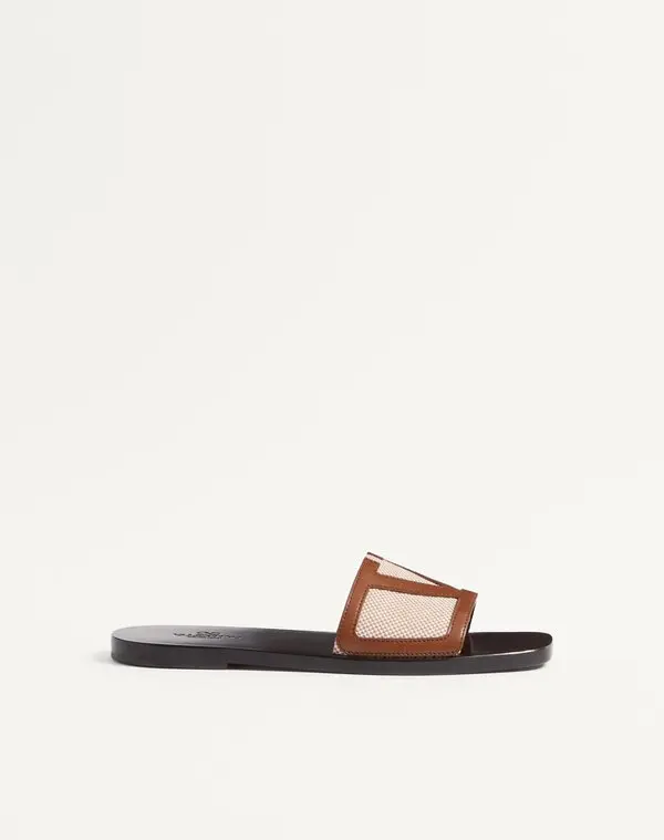 Valentino Garavani Viva Superstar Slide Sandal - Natural/tobacco