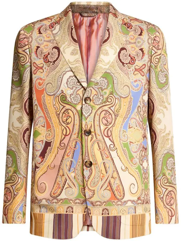 Etro Paisley-print Blazer - Neutrals