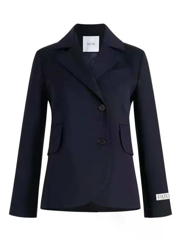 PATOU Belted Wool Blazer - Blue