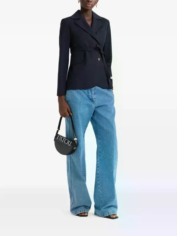 PATOU Belted Wool Blazer - Blue
