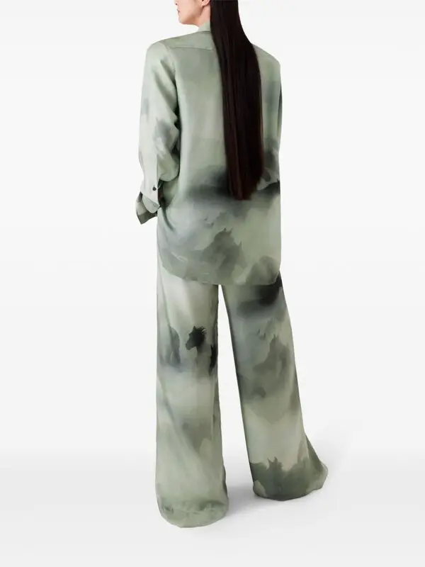 Stella McCartney Horse-print Palazzo Trousers - Green