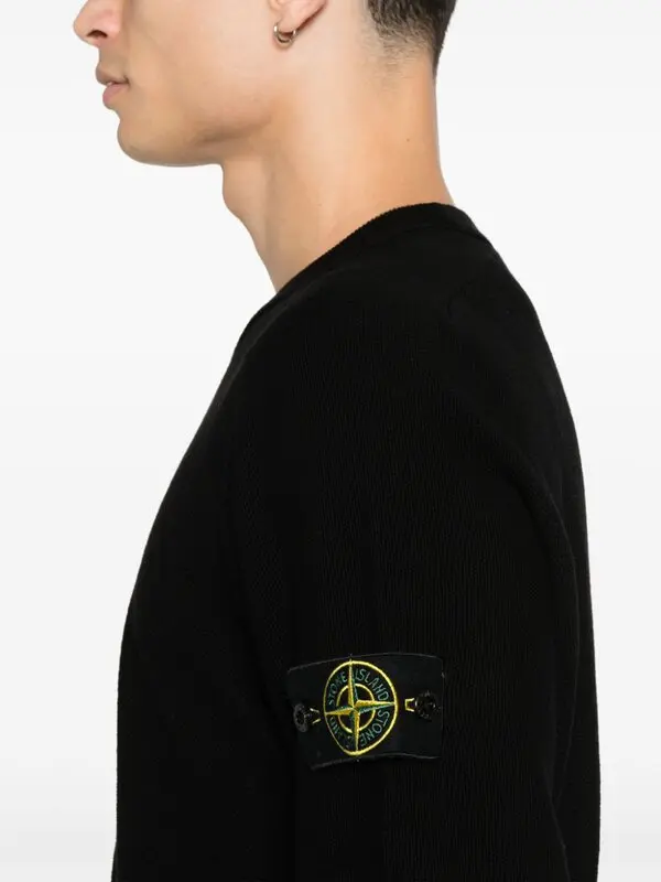 Stone Island Compass Badge Crewneck Sweatshirt - Black