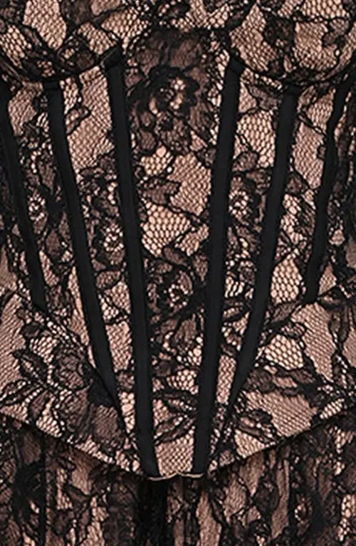 House Of Cb Raquel Long Sleeve Lace Corset Dress