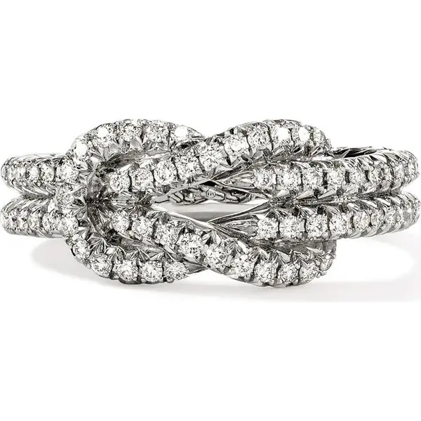 John Hardy Diamond Love Knot Ring - Silver
