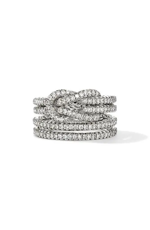 John Hardy Sterling Diamond Love Knot Ring - Silver