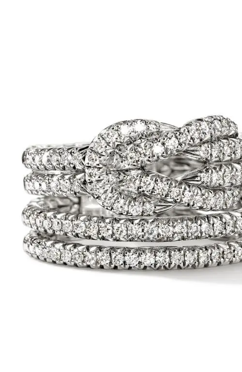 John Hardy Sterling Diamond Love Knot Ring - Silver