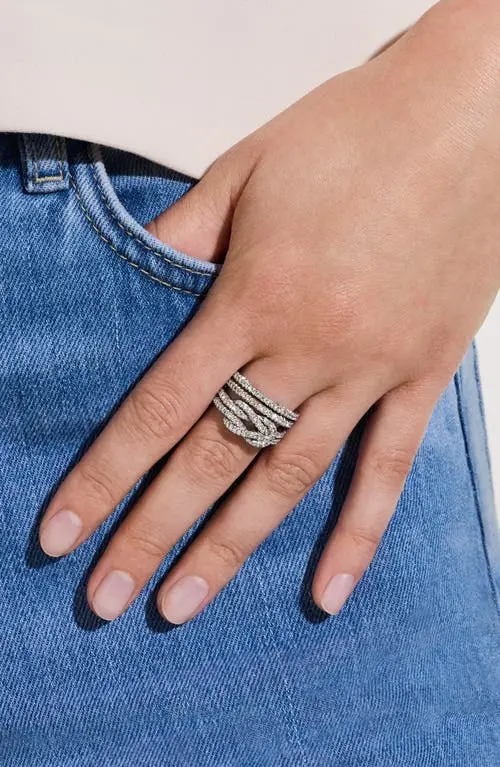 John Hardy Sterling Diamond Love Knot Ring - Silver