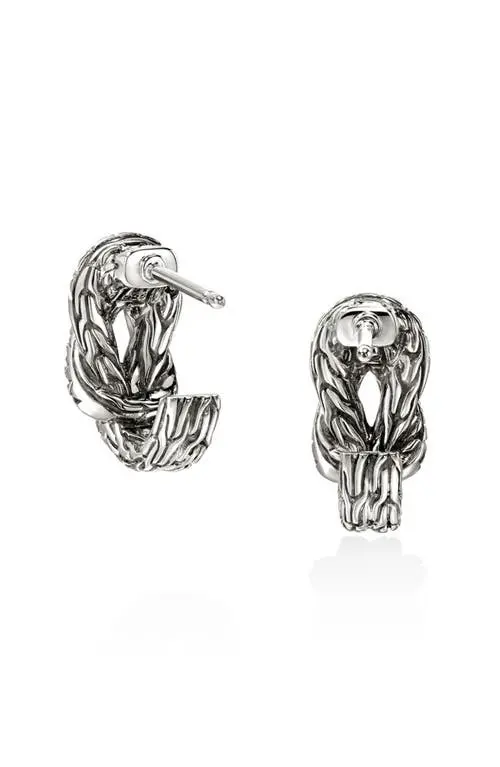 John Hardy Sterling Love Knot Diamond Hoop Earrings - Silver