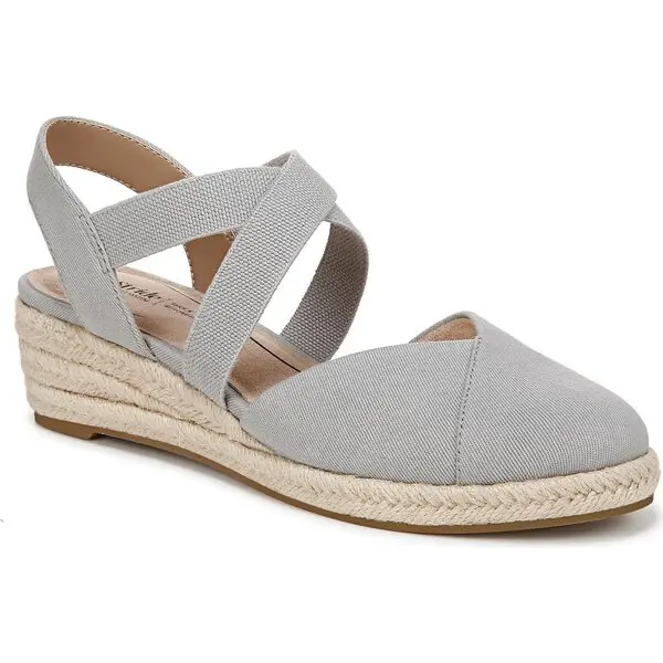 LIFESTRIDE Kimball Espadrille Slingback Wedges - Grey