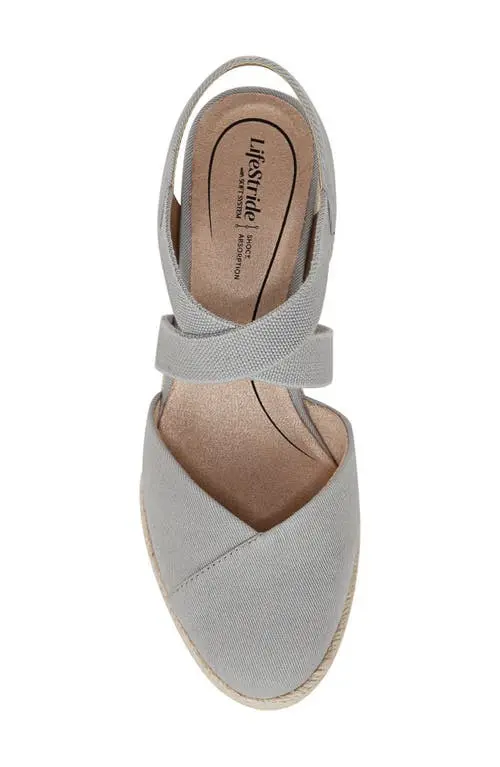 LIFESTRIDE Kimball Espadrille Slingback Wedges - Grey