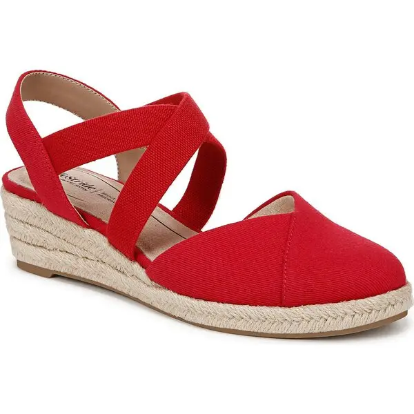 LIFESTRIDE Kimball Espadrille Slingback Wedges - Red