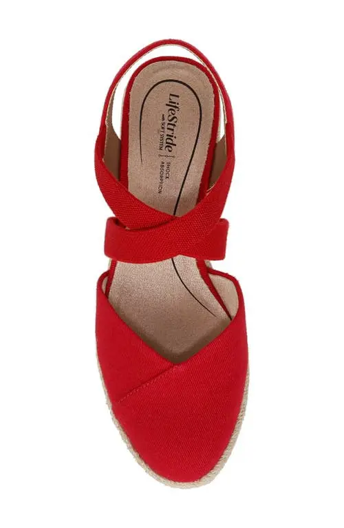 LIFESTRIDE Kimball Espadrille Slingback Wedges - Red
